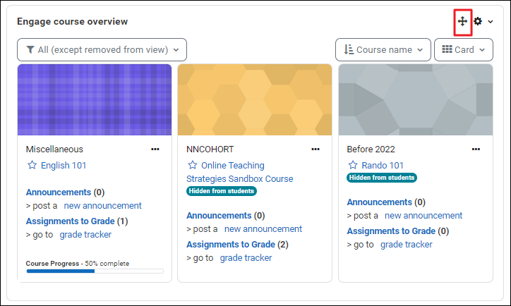 Adding the Engage Course Overview Block
