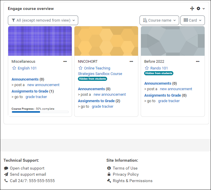 Adding the Engage Course Overview Block
