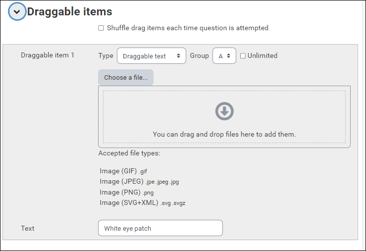 Drag and Drop onto Image Question Type
