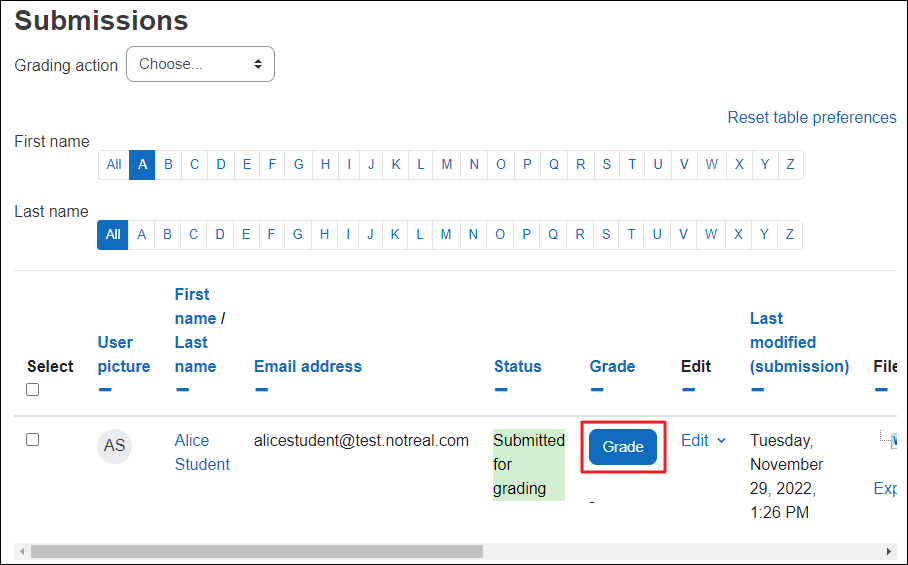 Grading an Assignment in Engage