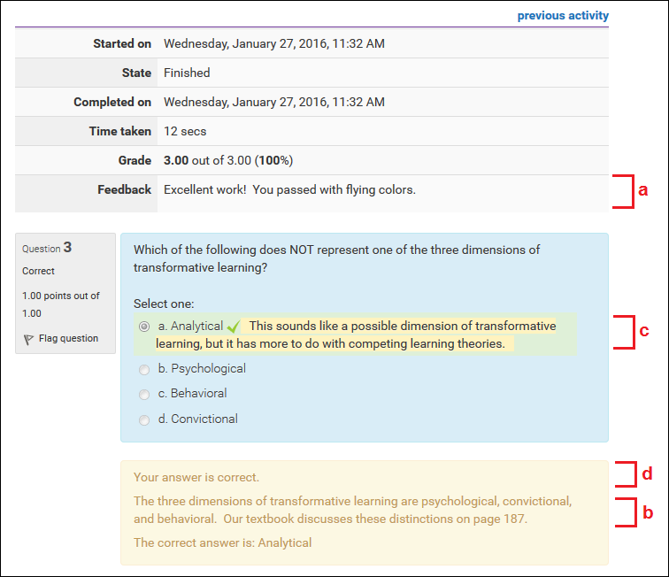 Providing Quiz Feedback in Engage