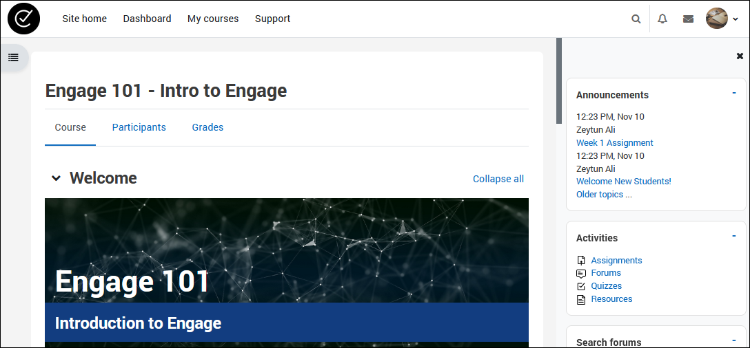 Students: New Features of Engage