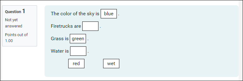 Drag and Drop Into Text Question Type