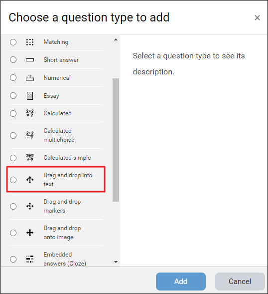Drag and Drop Into Text Question Type