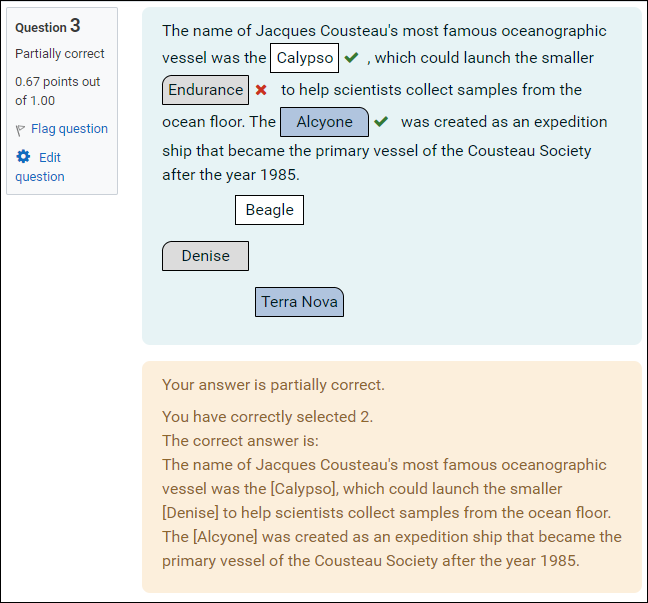 Drag and Drop Into Text Question Type
