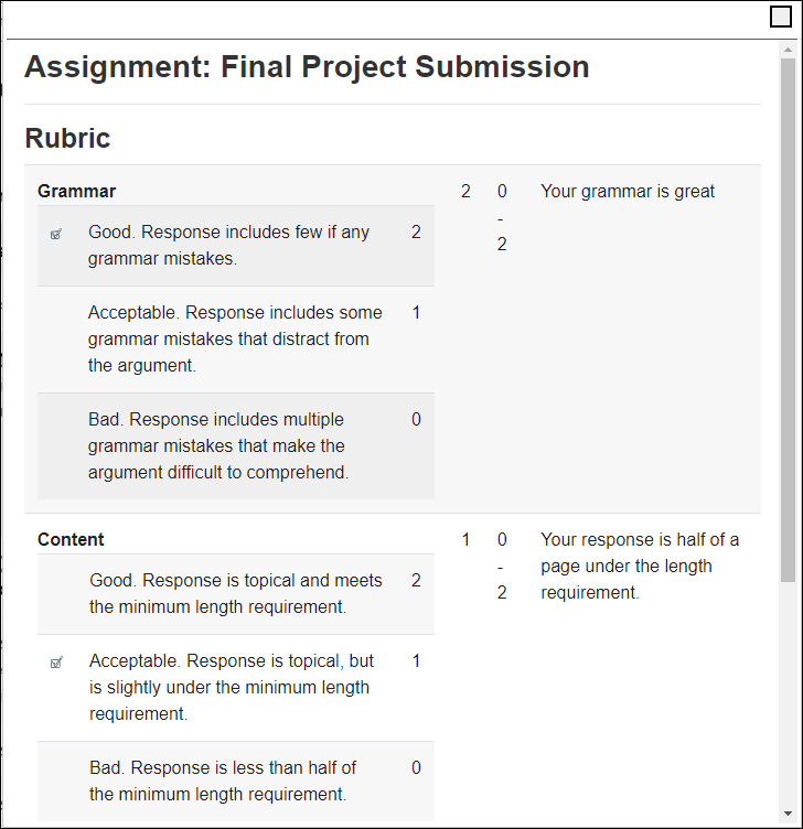 Creating and Using Rubrics for Assignments