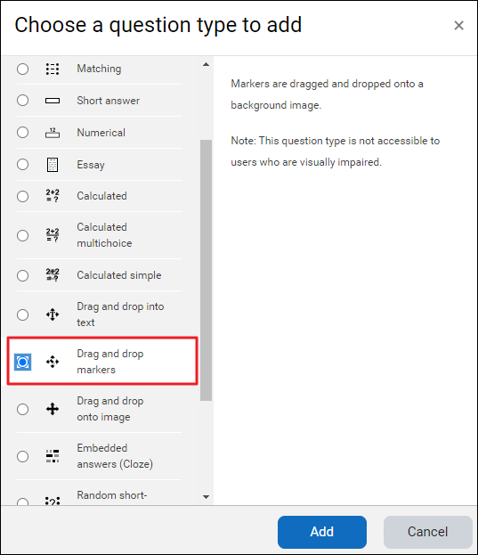 Drag and Drop Markers Question Type