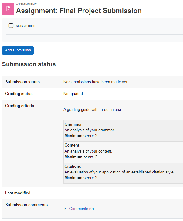Creating and Using Grading Guides for Assignments
