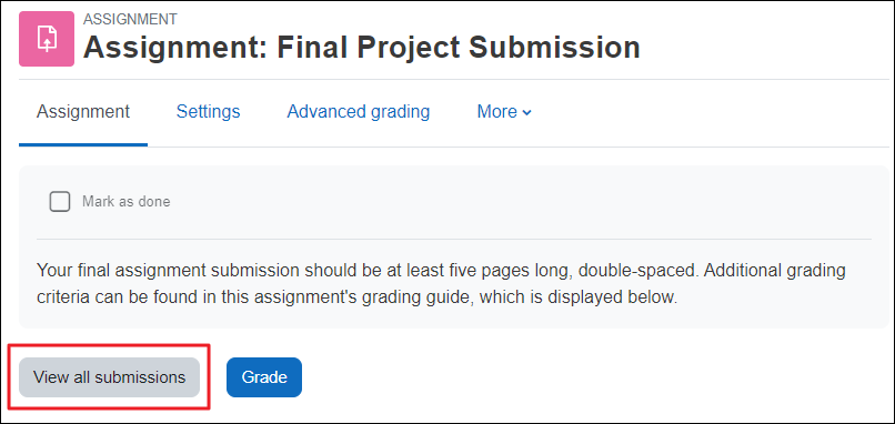 Grading an Assignment in Engage