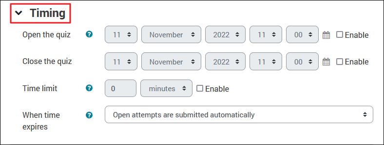 Quiz Timing in Engage
