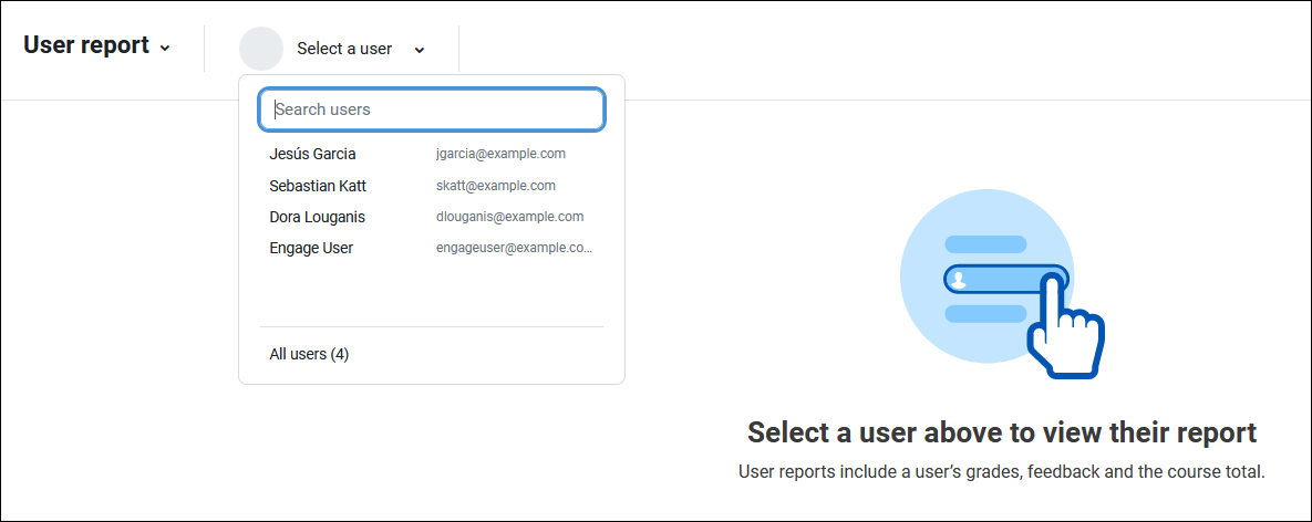 Viewing Student Grades in the User Report in Engage