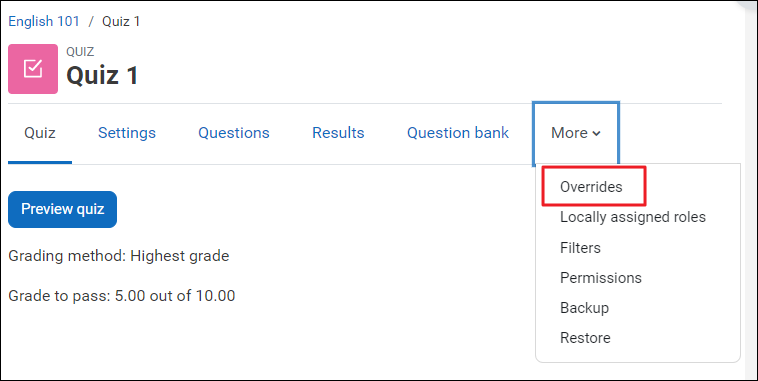 Creating Quiz Overrides