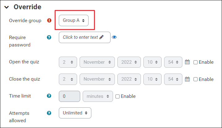 Creating Quiz Overrides